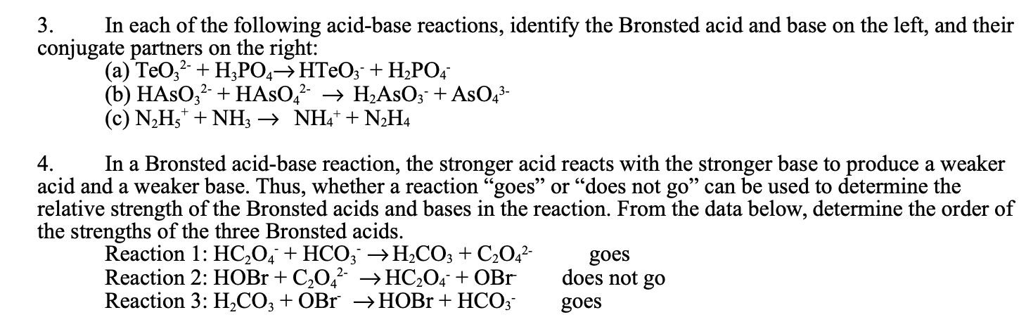 Solved 3. In each of the following acid-base reactions, | Chegg.com