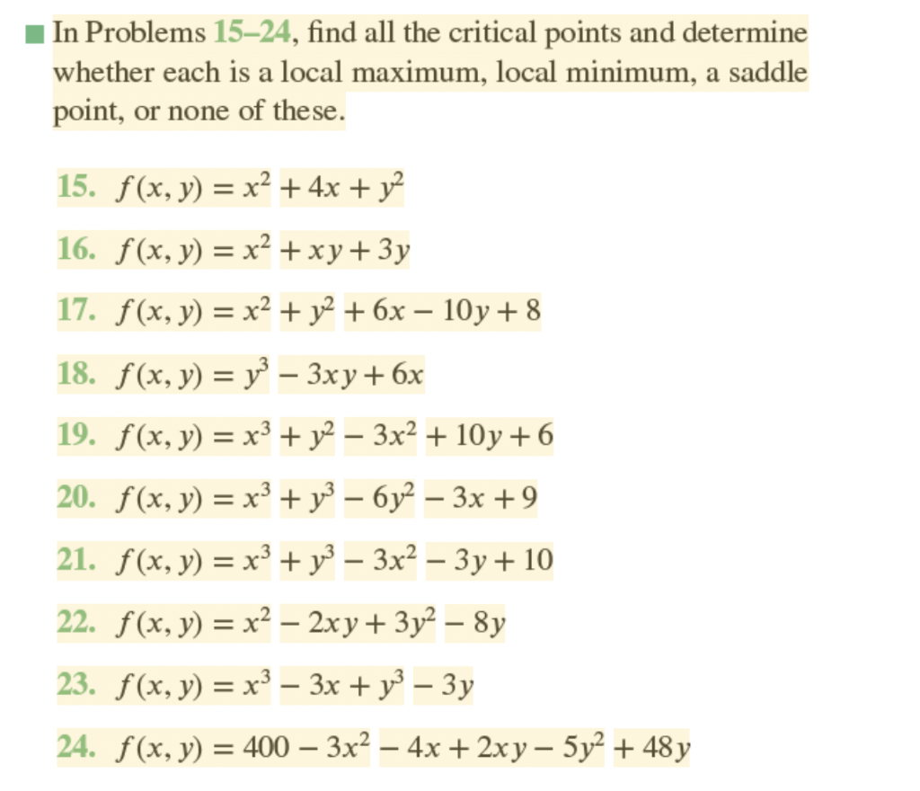 Solved In Problems 15–24, find all the critical points and | Chegg.com