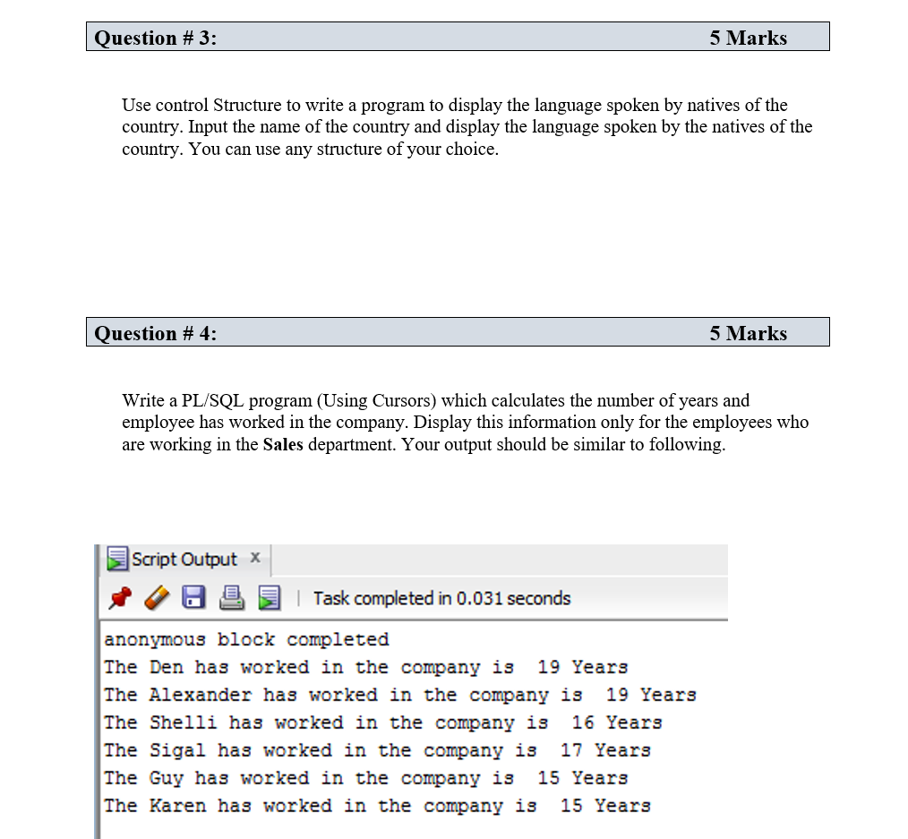 Solved Question # 1: Create a P1/SQL subprogram, which has | Chegg.com