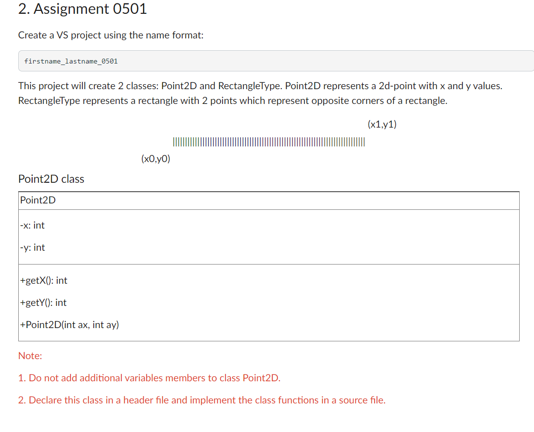 Solved 2. Assignment 0501 Create a VS project using the name | Chegg.com