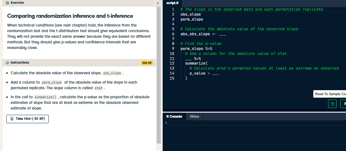 Solved © Exercise Comparing Randomization Inference And