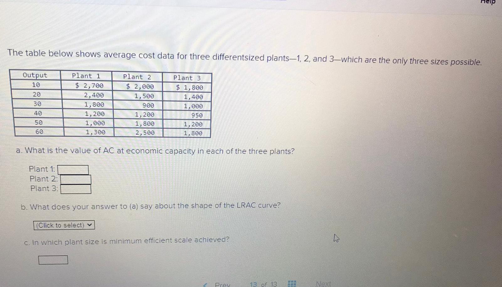 Solved 1. The table below shows average cost data for | Chegg.com