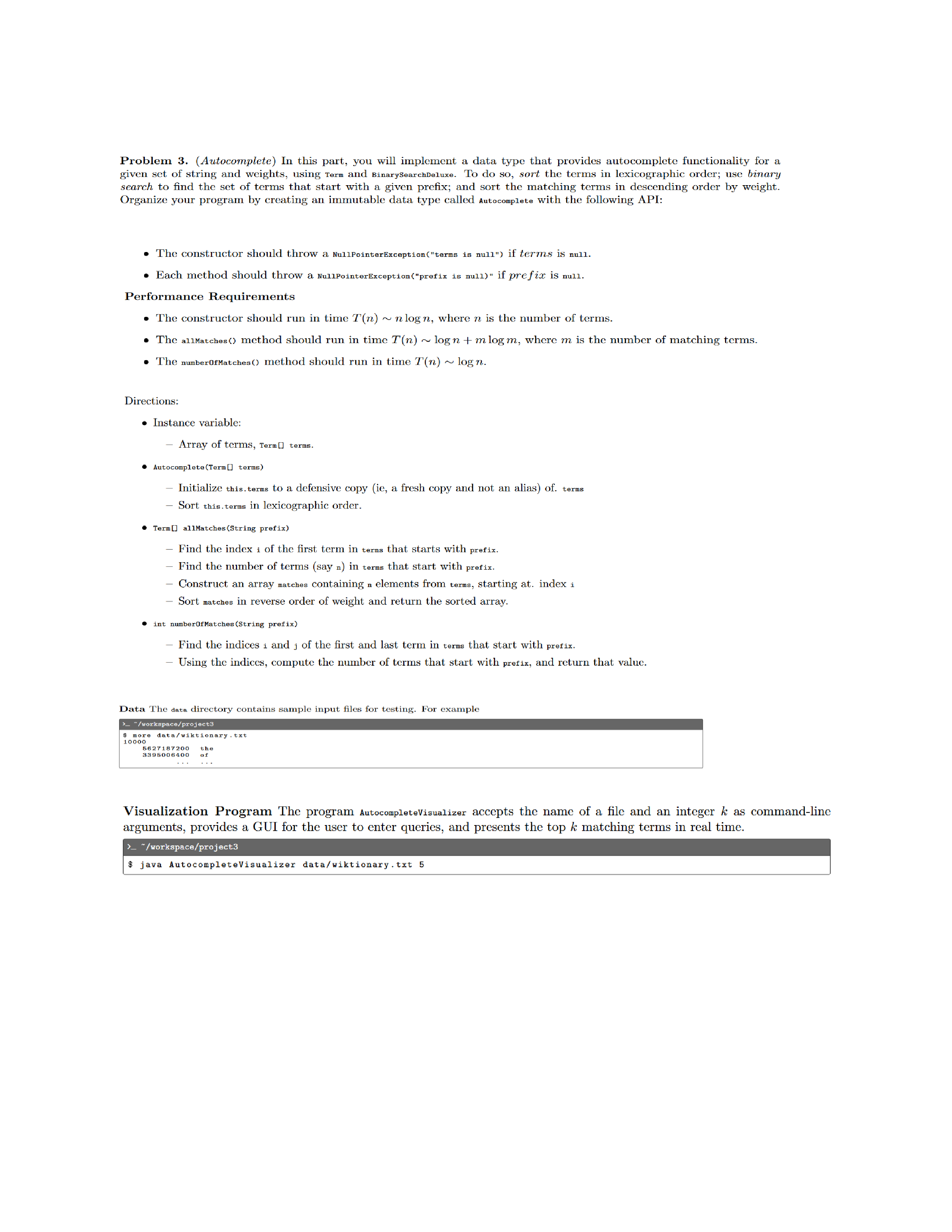 Solved Problem 3. (Autocomplete) In this part, you will | Chegg.com