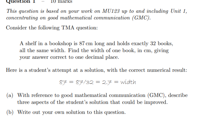 Solved 10 marks Question This question is based on your work | Chegg.com