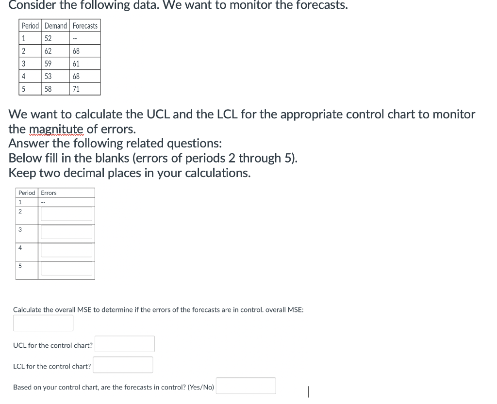 We want to calculate the UCL and the LCL for the | Chegg.com