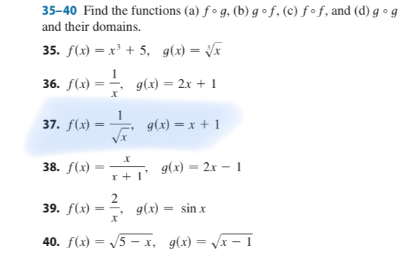 Solved 35-40 Find the functions (a) f∘g, (b) g∘f, (c) f∘f, | Chegg.com