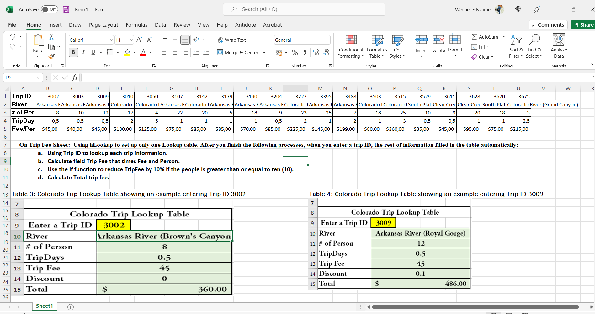 Solved AutoSave Off Book1 - Excel Search (Alt+Q) Wedner Fils | Chegg.com