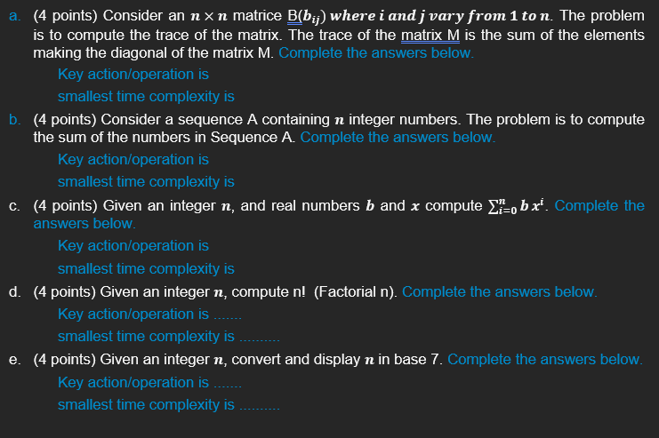 Solved is to compute the trace of the matrix. The trace of | Chegg.com