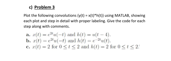 Solved Plot the following convolutions (y(t)=x(t)∗h(t)) | Chegg.com