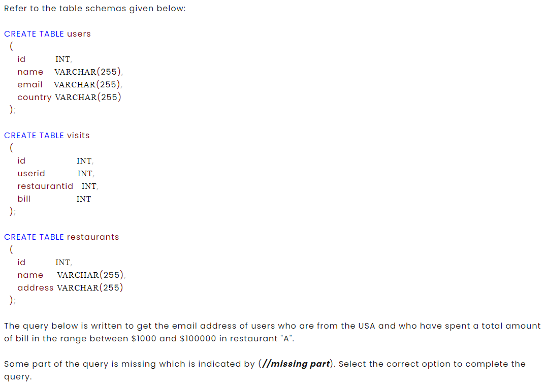 Solved need some help with an sql question. Its not the | Chegg.com