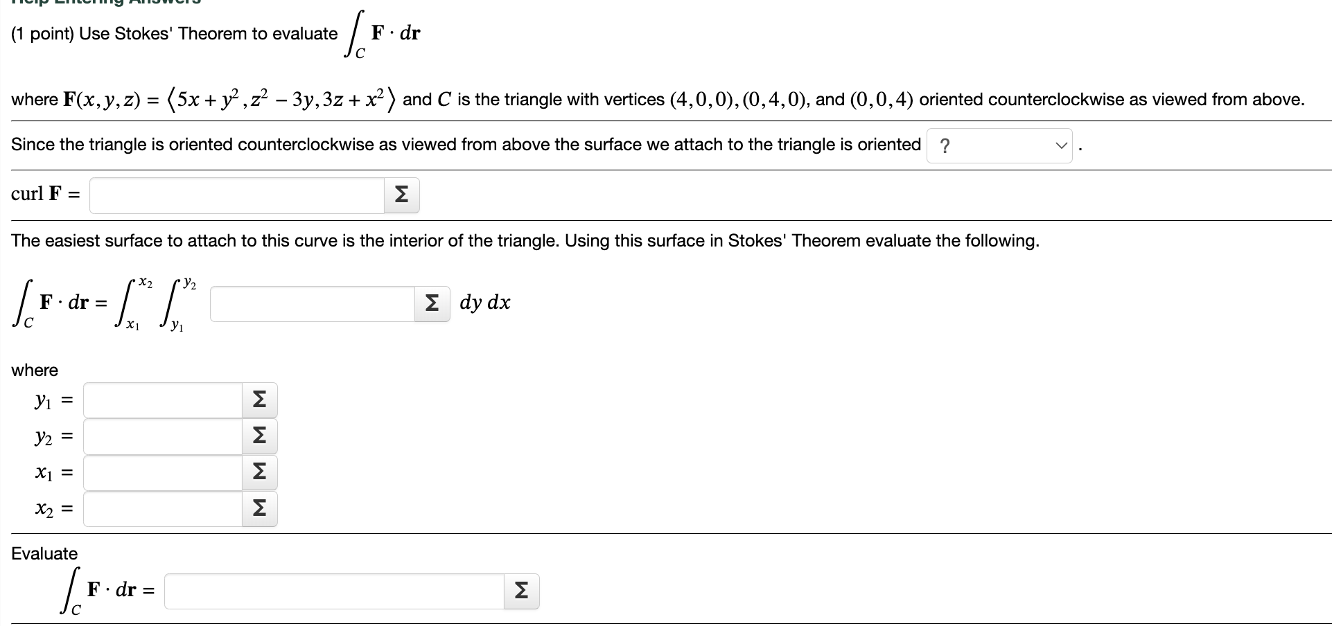 (1 ﻿point) ﻿Use Stokes' Theorem to evaluate | Chegg.com