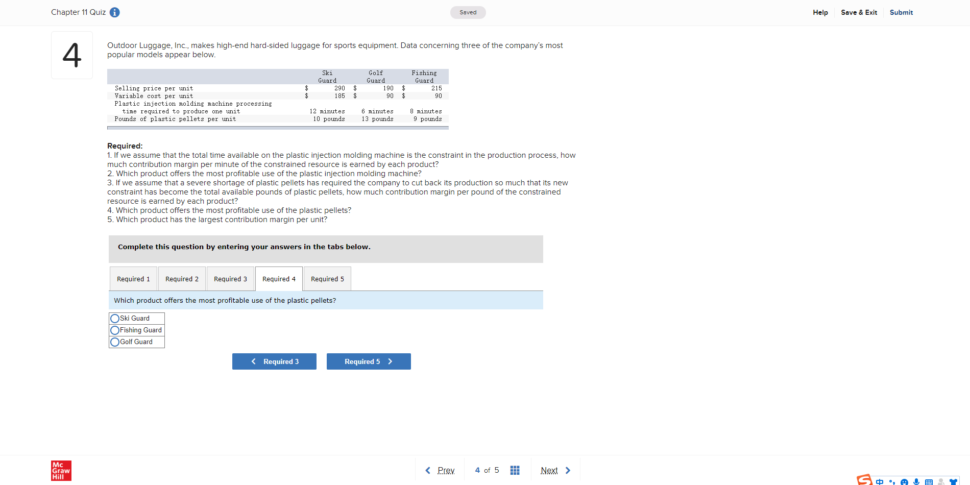 Solved Chapter 11 Quiz Saved Help Save & Exit Submit 4 | Chegg.com