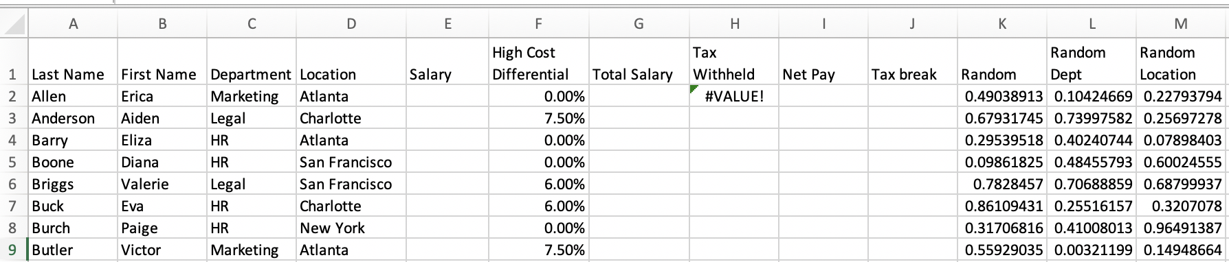 Solved Using VLookup, write a formula to fill in any High | Chegg.com