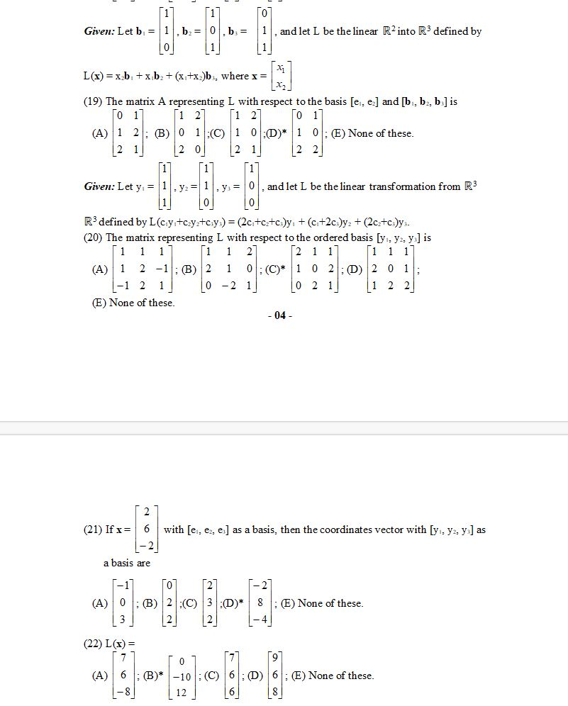 Solved 0 1 and let L be the linear R2 into R3 defined by | Chegg.com