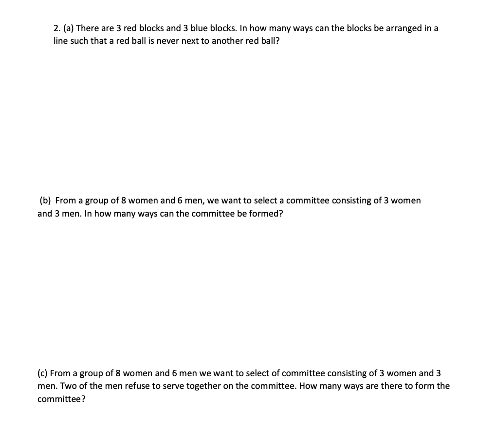 Solved 2. (a) There are 3 red blocks and 3 blue blocks. In | Chegg.com