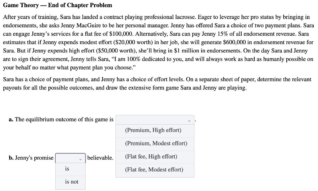 Solved Game Theory — End of Chapter Problem After years of | Chegg.com