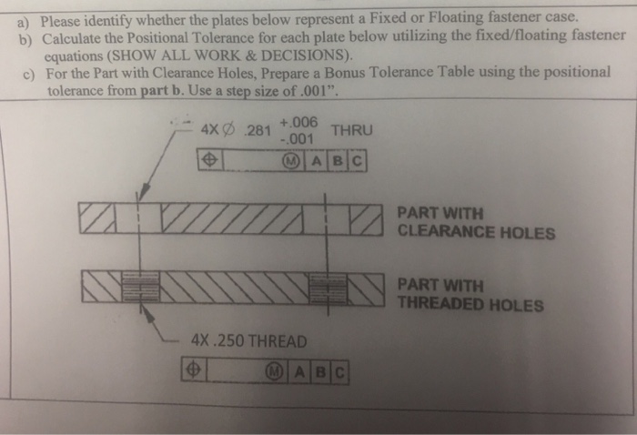 Solved aHiod or Ping u b) Calculate the Positional Tolerance | Chegg.com