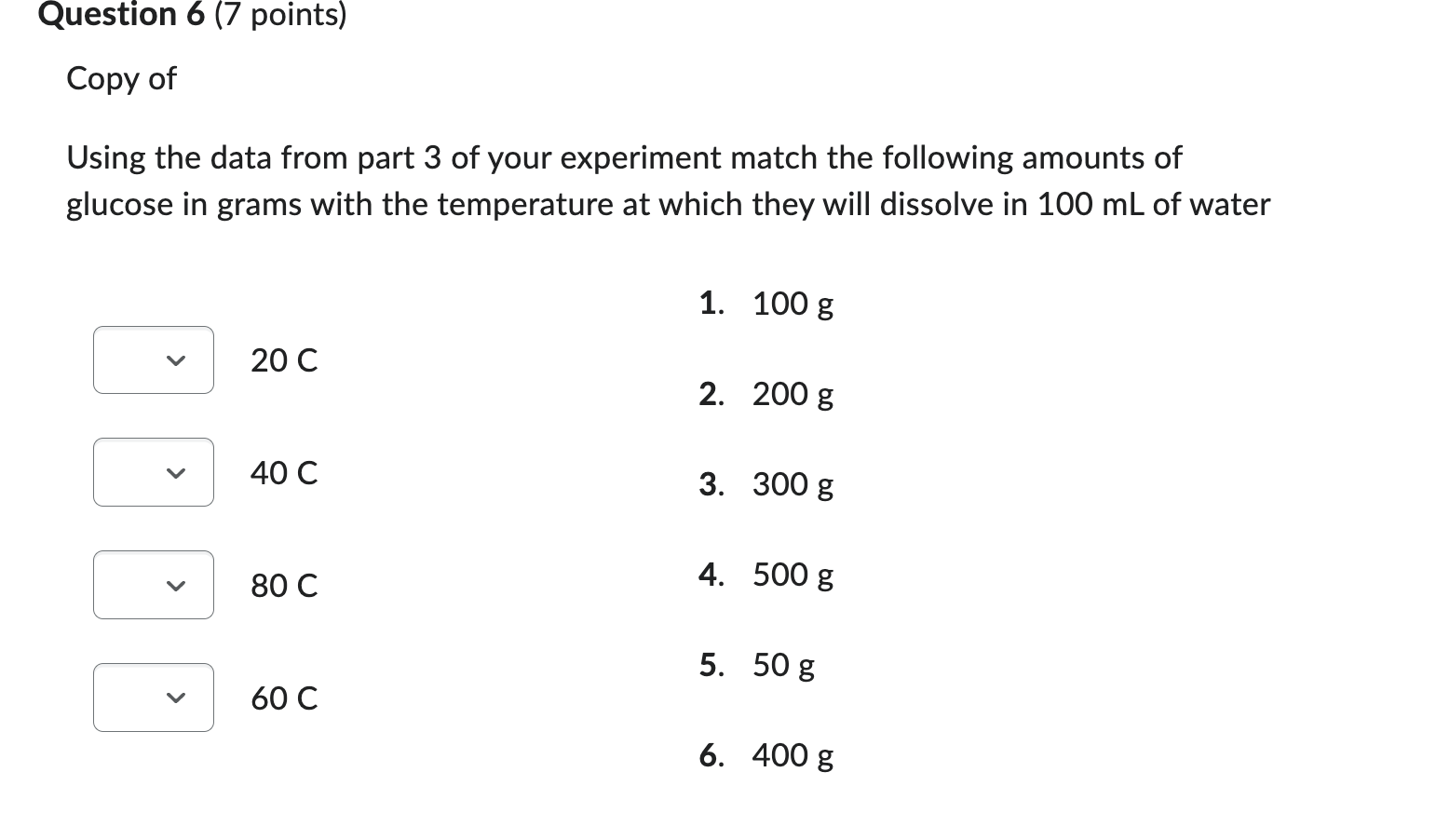 Solved Using your data for part 2 of the experiment, match | Chegg.com
