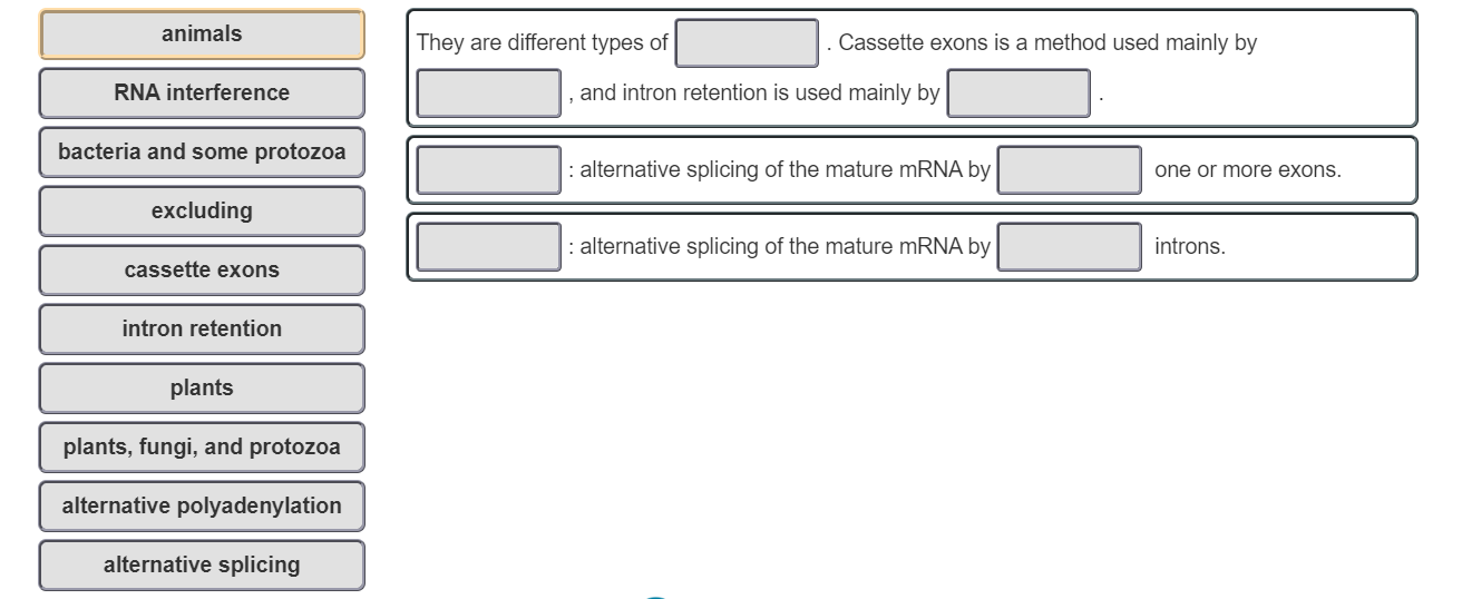 Solved animals They are different types of . Cassette exons | Chegg.com