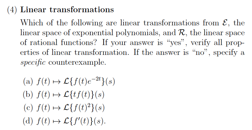 Solved (4) Linear transformations Which of the following are | Chegg.com