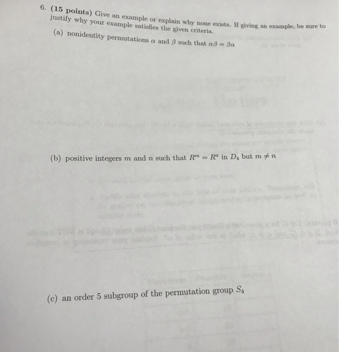 Solved 6. (15 points) Give an example or explain why none | Chegg.com