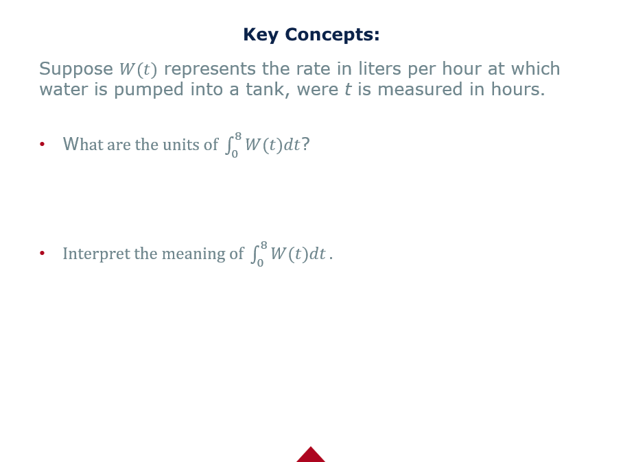 Solved Suppose W(t) represents the rate in liters per hour | Chegg.com