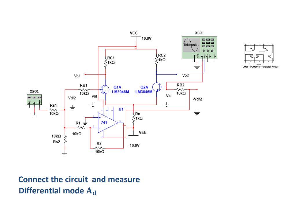 Solved VCC XSC1 10.0V DDD DD DO Tektronix RC2 RC1 21 1k $1ko | Chegg.com