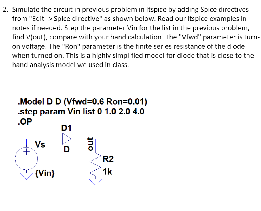 Solved 2. Simulate the circuit in previous problem in | Chegg.com