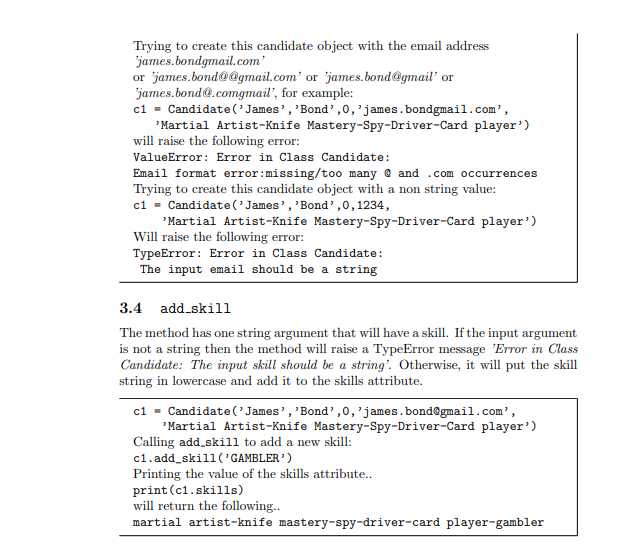 Solved 3 Class Candidate [27 points] Define a class | Chegg.com