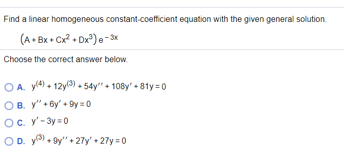 Solved Find a linear homogeneous constant-coefficient | Chegg.com