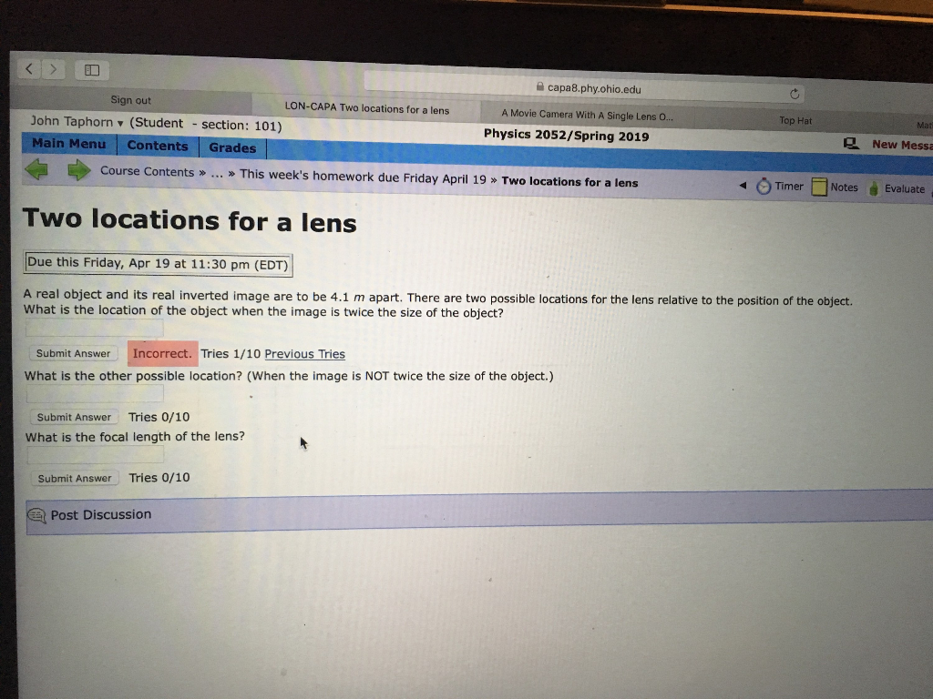 Solved A real object and its real inverted image are to be | Chegg.com