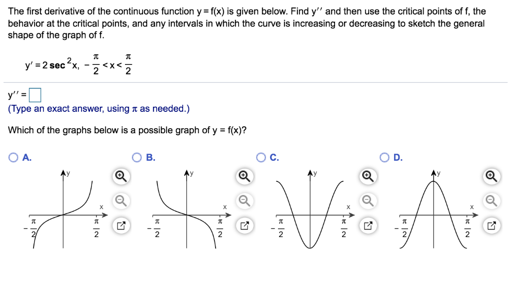 Solved The first derivative of the continuous function y | Chegg.com