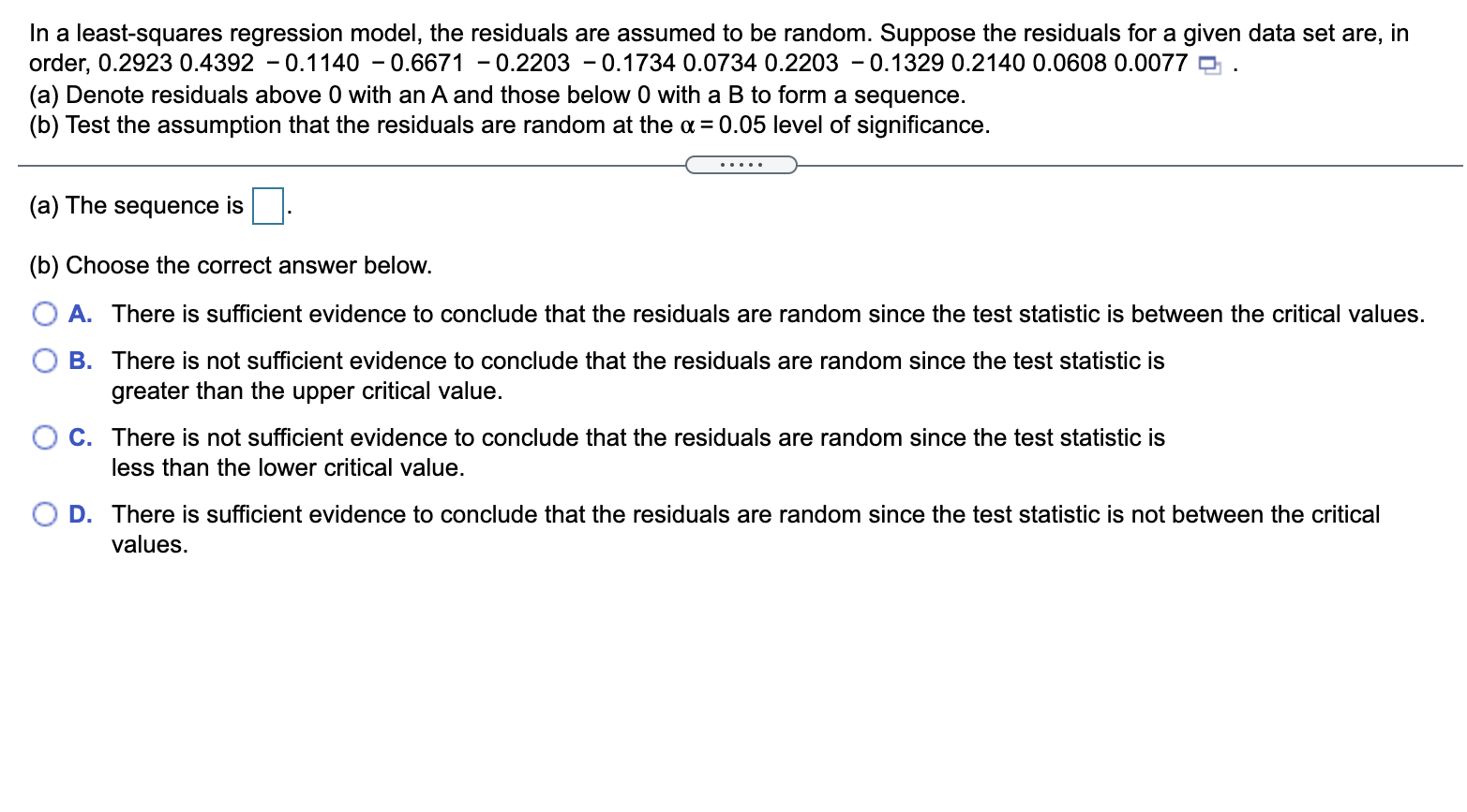 Solved in In a least-squares regression model, the residuals | Chegg.com