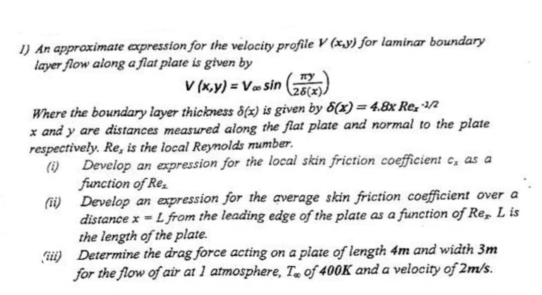 Solved An approximate expression for the velocity profile | Chegg.com