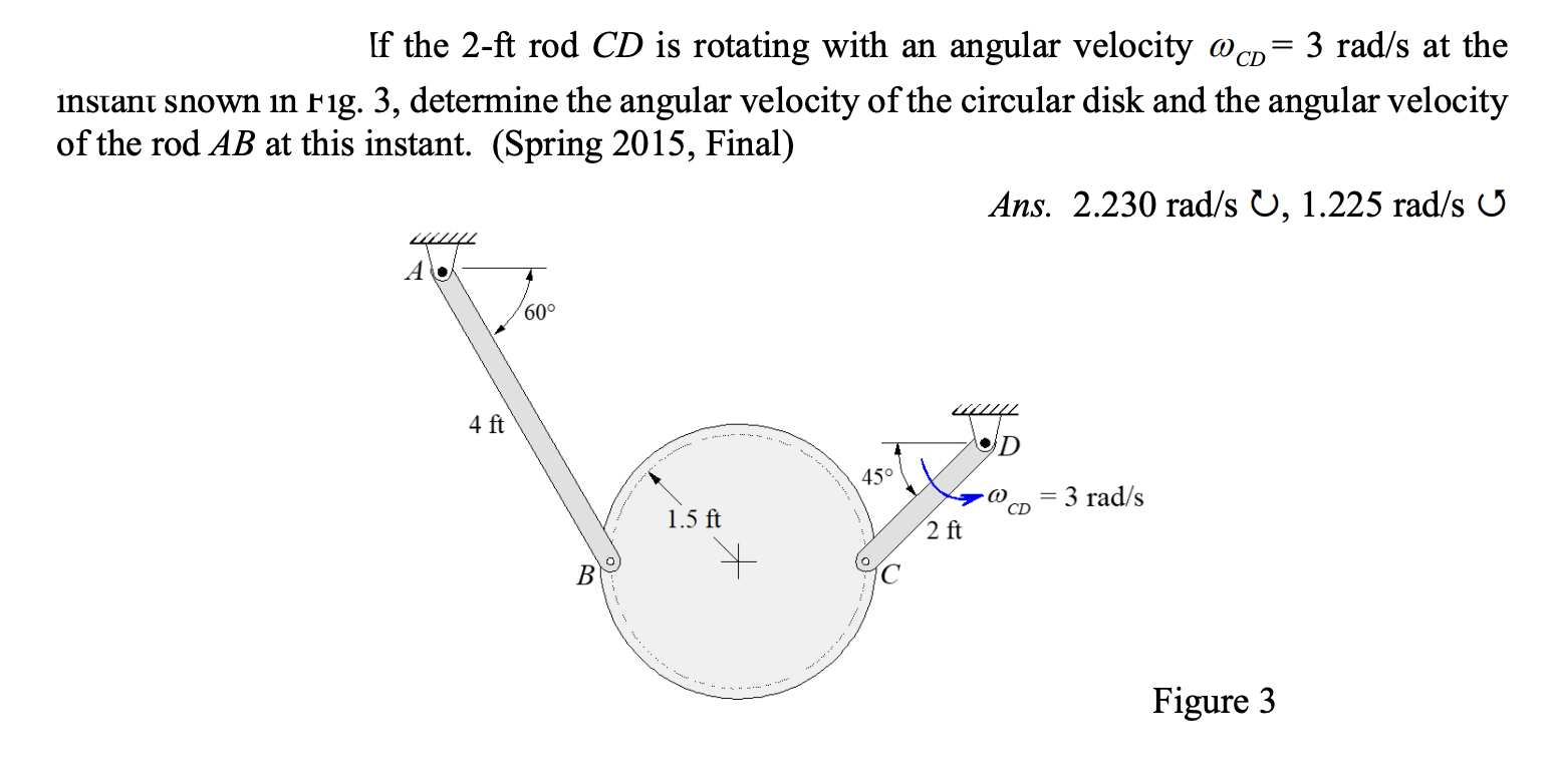Solved If the 2-ft rod CD is rotating with an angular | Chegg.com