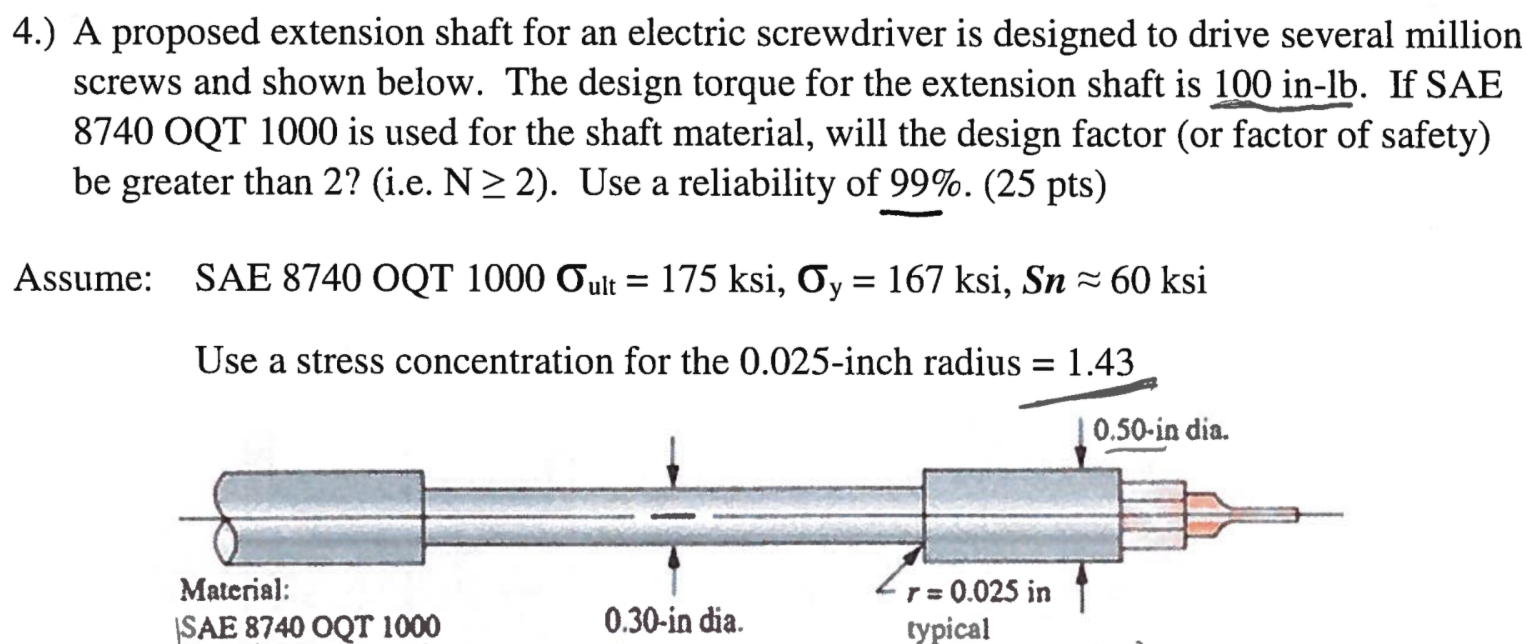 Solved 4.) A proposed extension shaft for an electric | Chegg.com