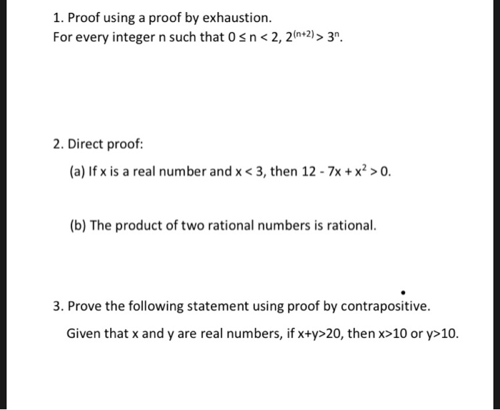 Solved 1. Proof using a proof by exhaustion. For every | Chegg.com