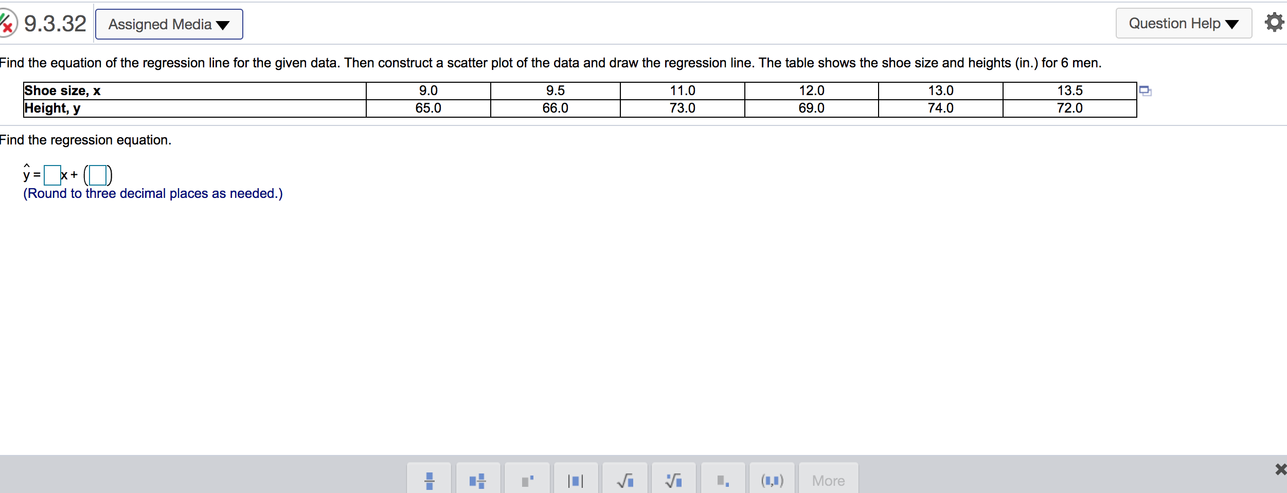 Solved Find the equation of the regression line for the | Chegg.com