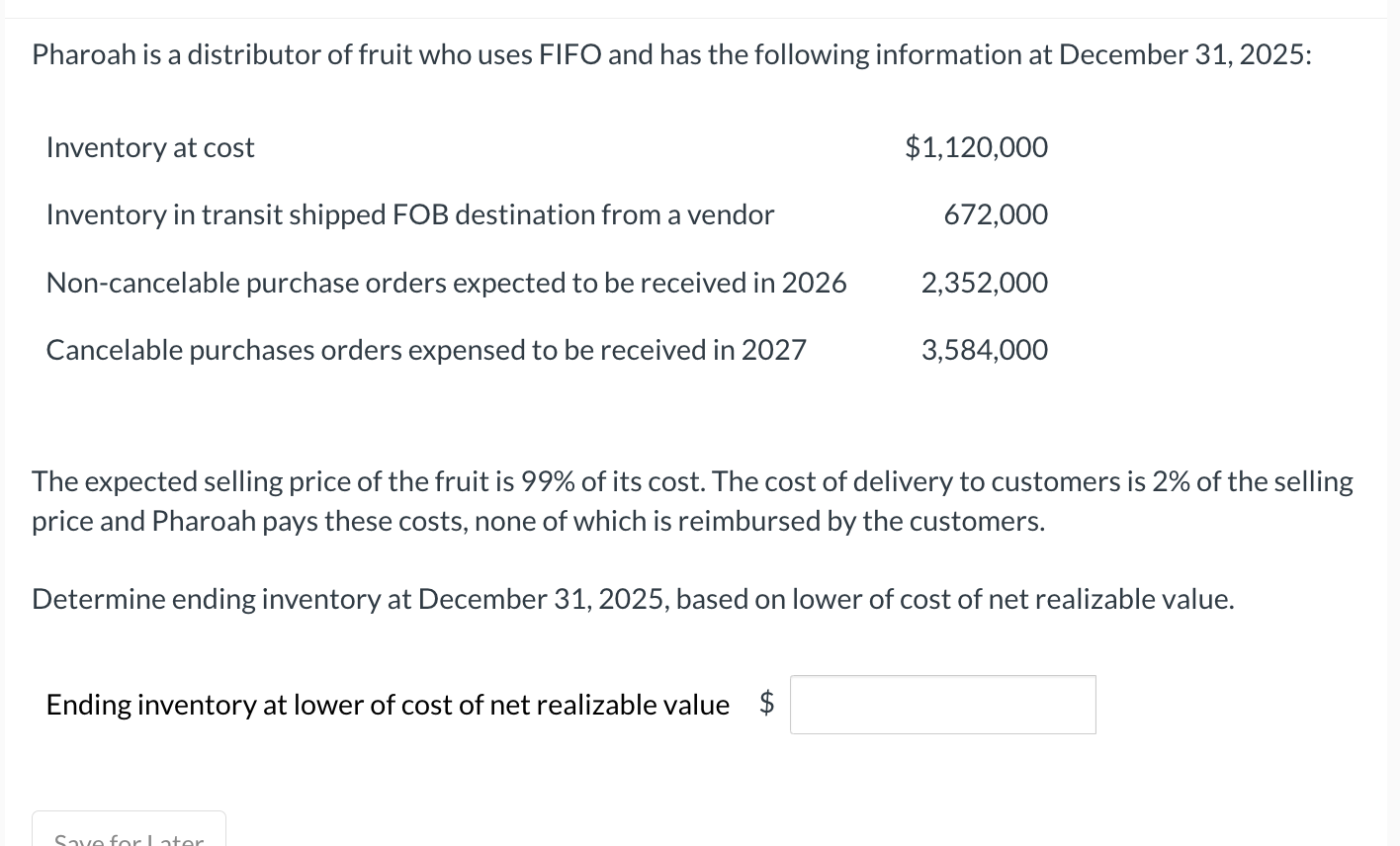 Solved Pharoah is a distributor of fruit who uses FIFO and | Chegg.com