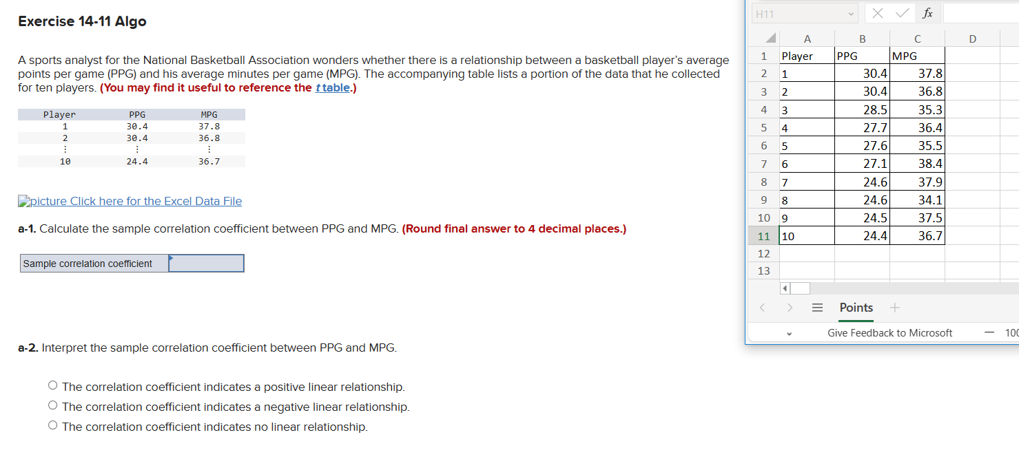 Solved Exercise 14-11 ﻿AlgoA sports analyst for the National | Chegg.com