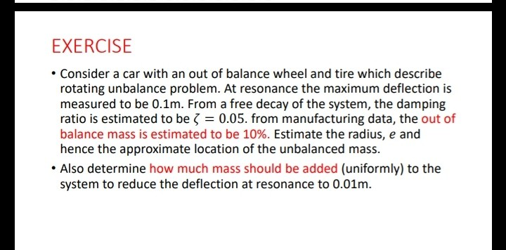 Solved EXERCISE Consider a car with an out of balance wheel | Chegg.com