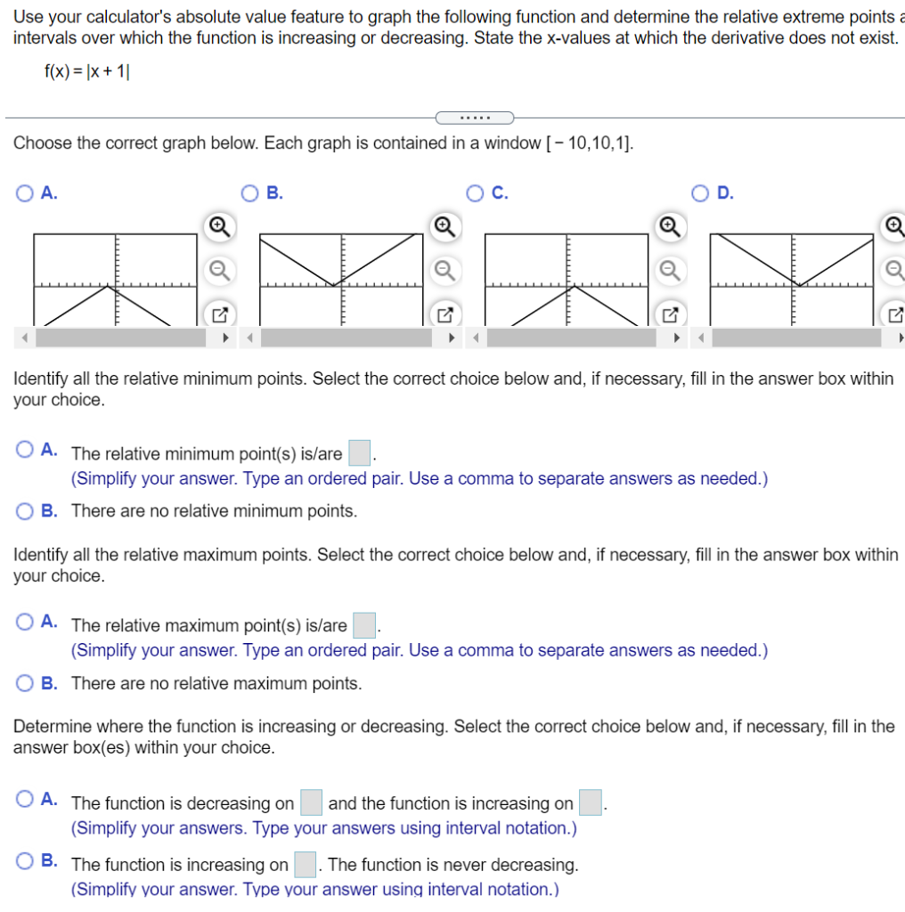 Solved Use your calculator's absolute value feature to graph | Chegg.com