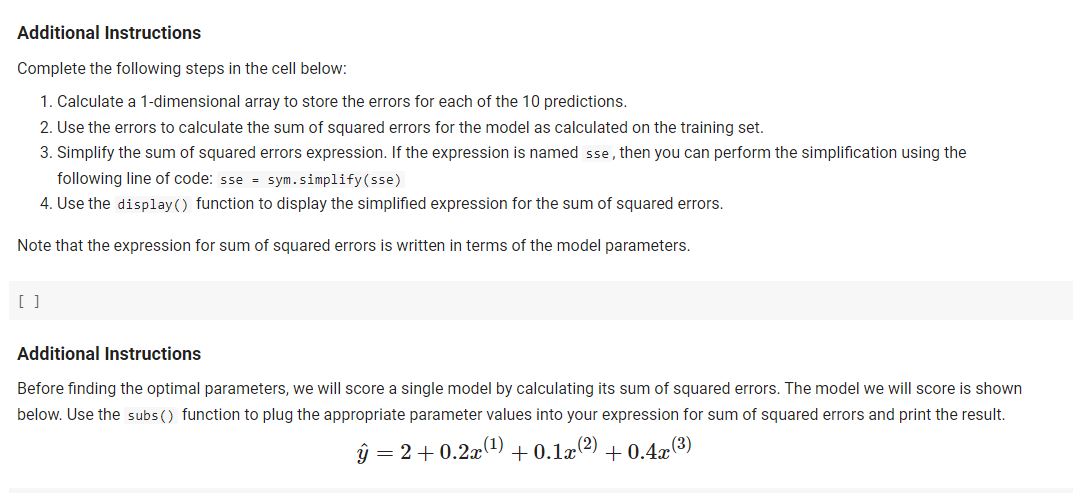 Solved Problem 7 Sum Of Squared Errors Instructions 7312
