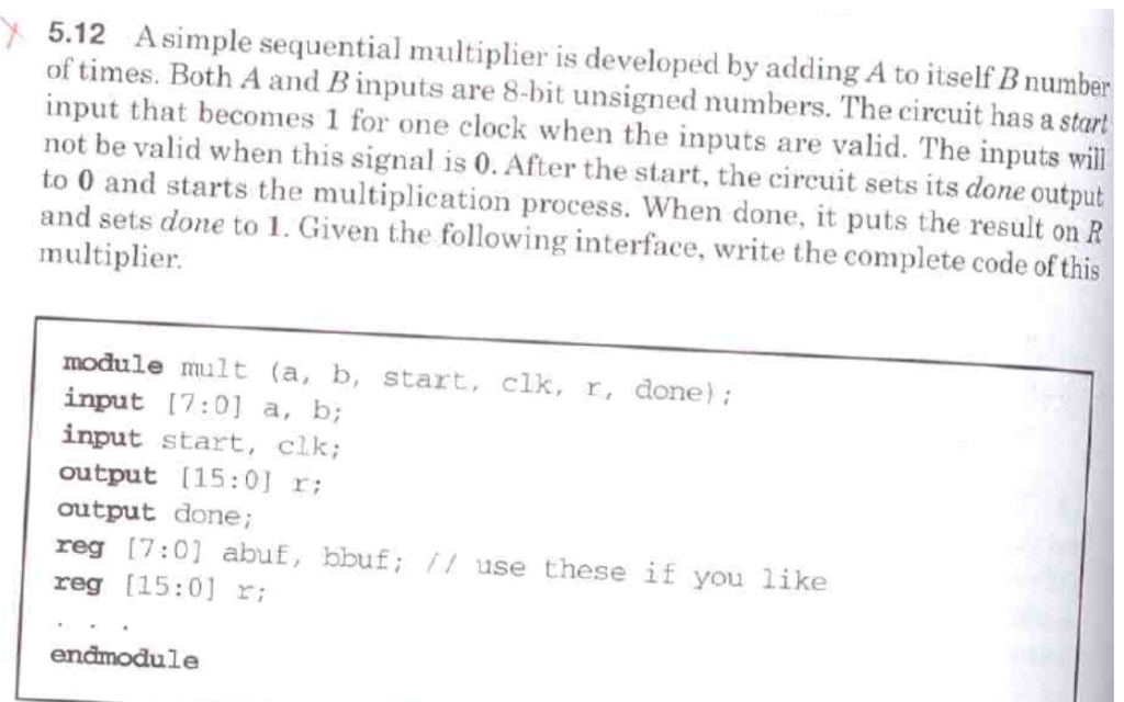 5.12 A simple sequential multiplier is developed by | Chegg.com