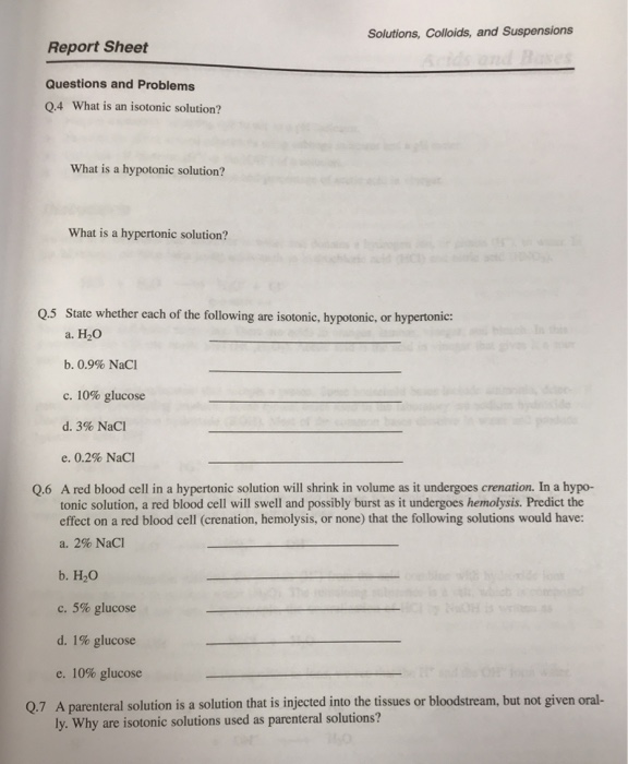 Solved Solutions, Colloids, and Suspensions Report Sheet | Chegg.com Solved Solutions, Colloids, and Suspensions Report Sheet | Chegg.com