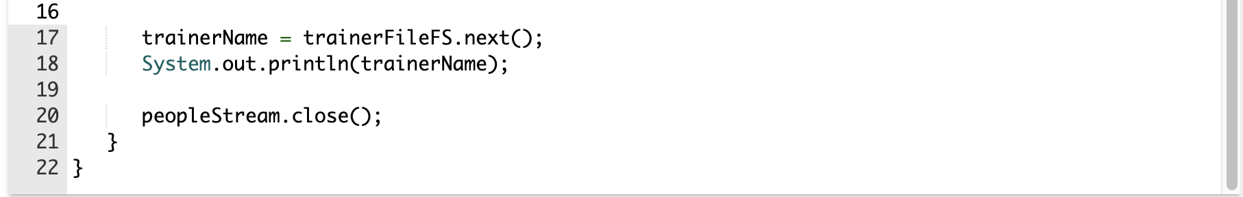 Solved Variables peopleStream and trainerFileFS are | Chegg.com Solved Variables peopleStream and trainerFileFS are | Chegg.com