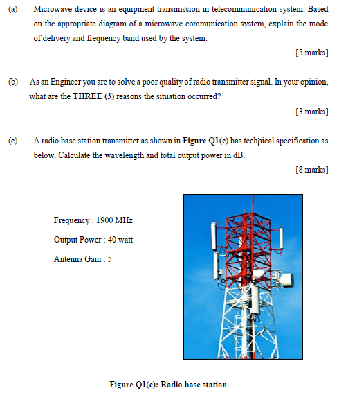 Solved (a) Microwave device is an equipment transmission in | Chegg.com