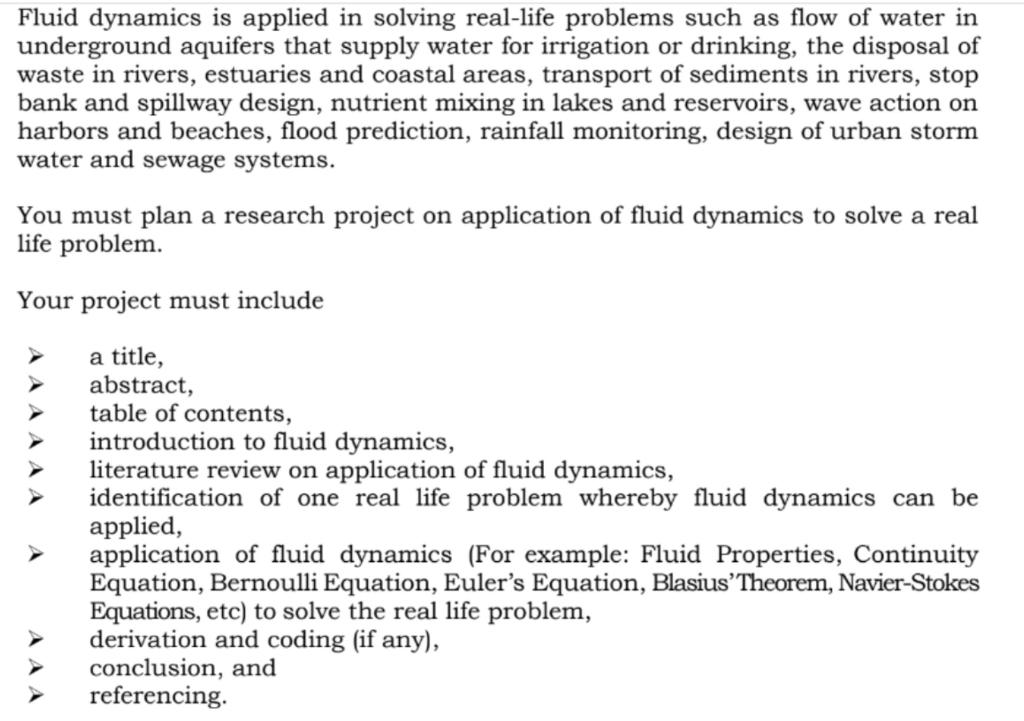 Fluid dynamics is applied in solving real-life | Chegg.com