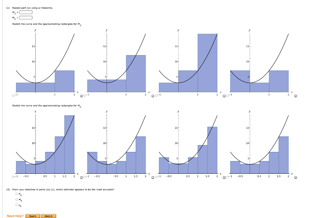 Solved (c) Repeat part (e) using a midpoints. M3 - M- Sketch | Chegg.com