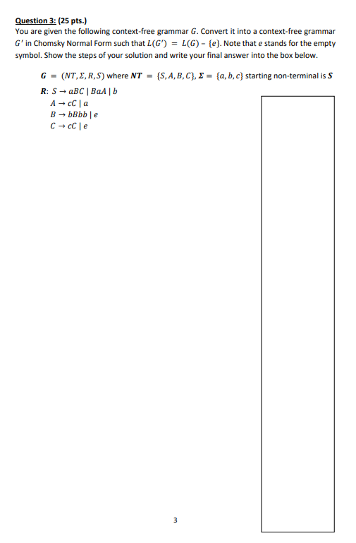 Solved Question 3: (25 pts.) You are given the following | Chegg.com